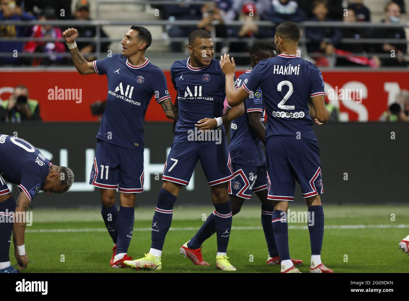 Kylian Mbappe, Kylian Mbappe, Achraf Hakimi during the French championship Ligue 1 football ...
