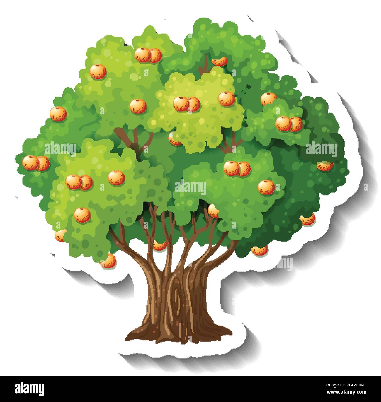 Orange tree sticker on white background illustration Stock Vector Image ...