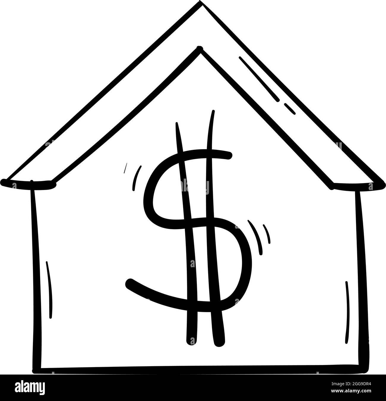 hand drawn rent house icon in doodle style isolated Stock Vector Image ...