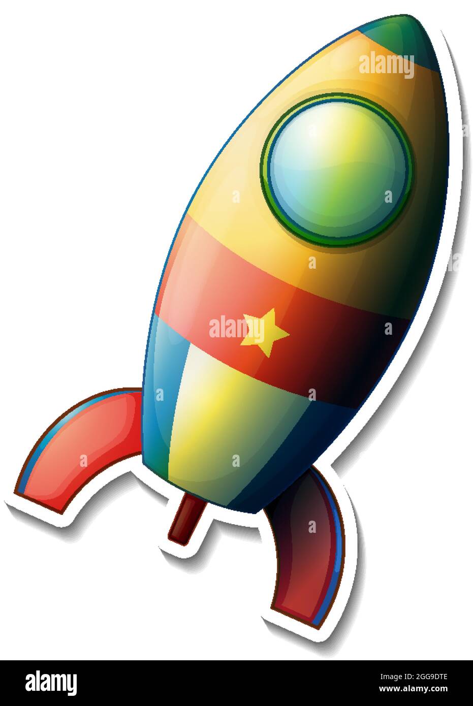 A sticker template with Rocket Space Cartoon isolated illustration ...