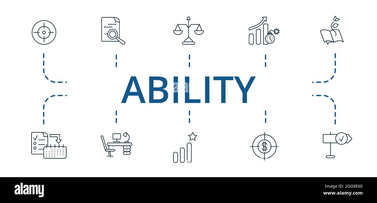 Ability icon set. Contains editable icons theme such as ambitions ...