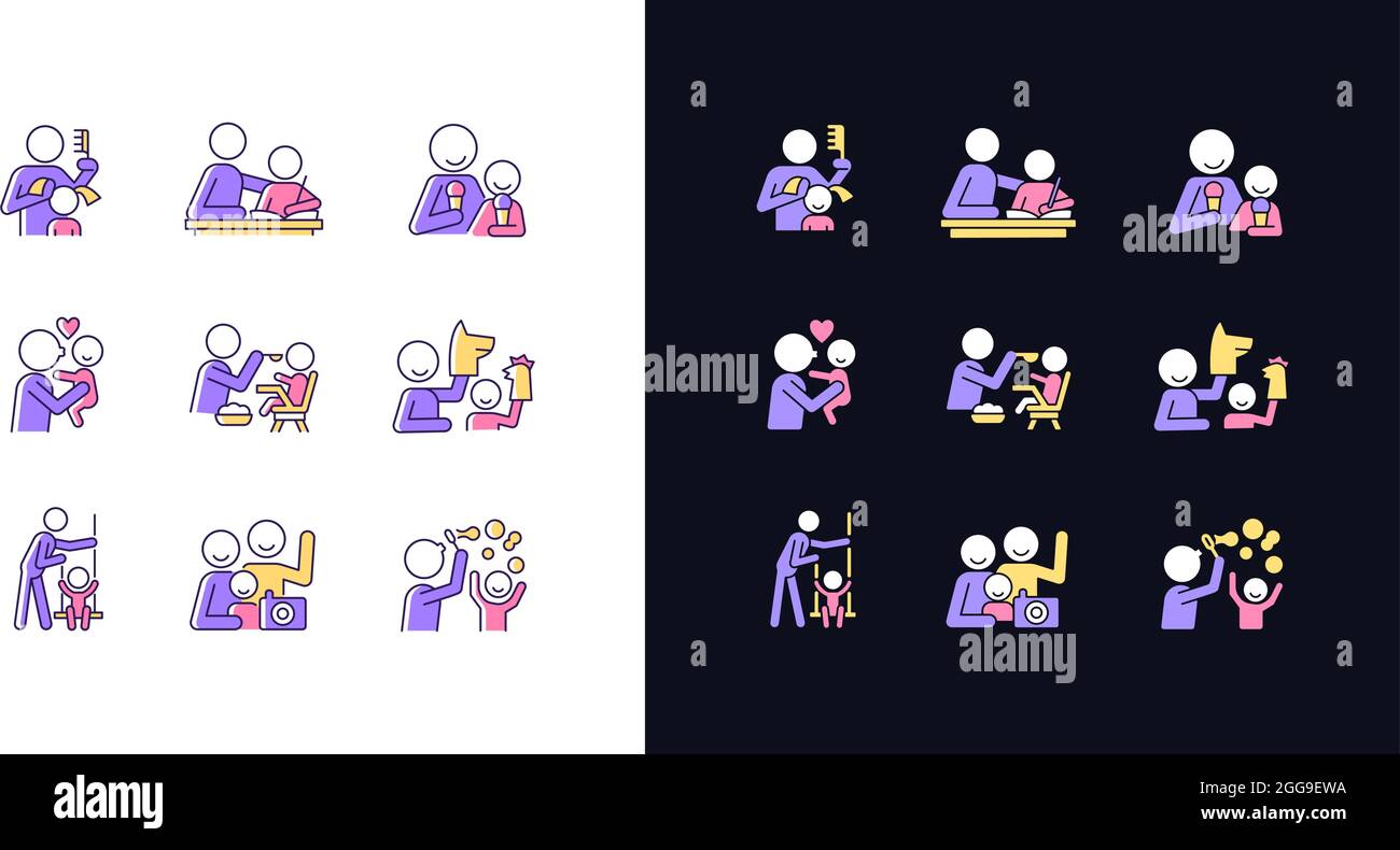 Bonding activity light and dark theme RGB color icons set Stock Vector ...