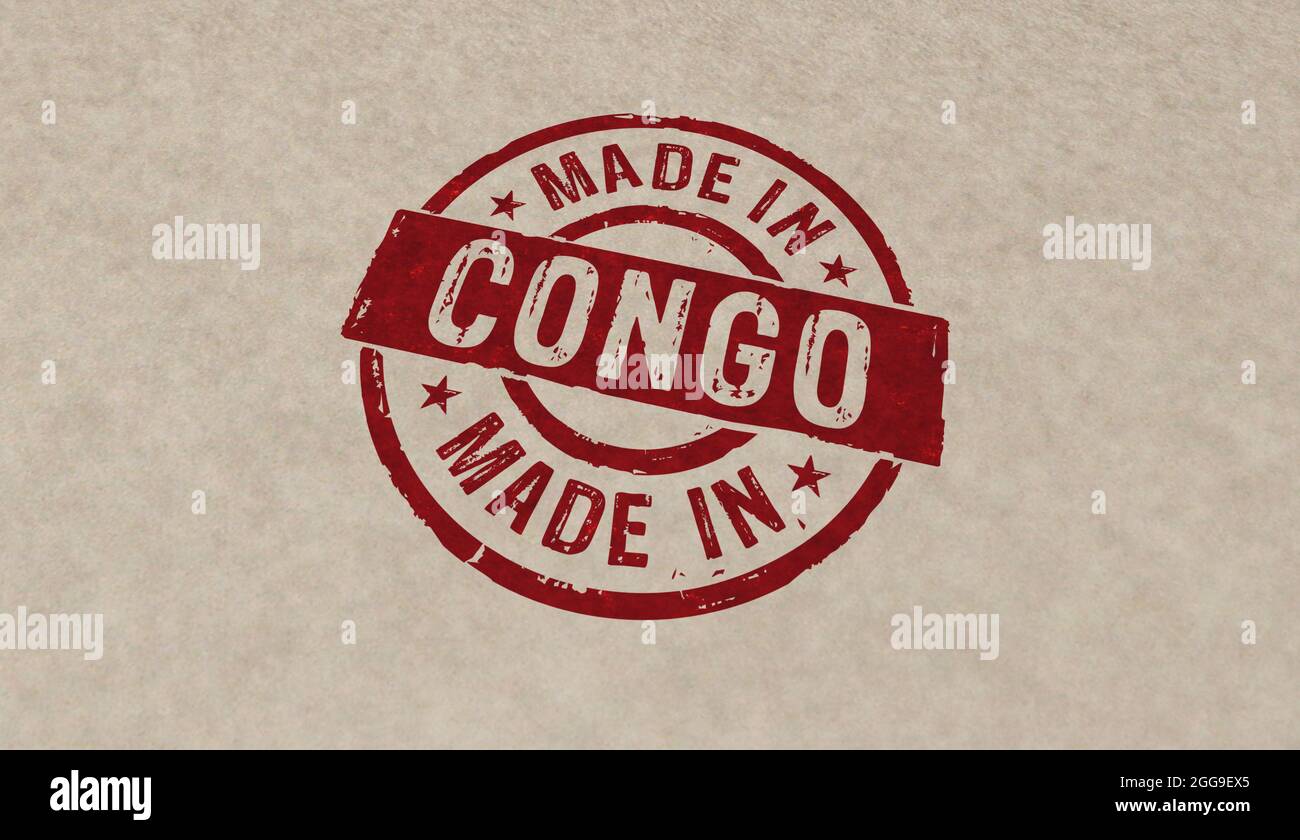 Made in Congo stamp icons in few color versions. Factory, manufacturing ...
