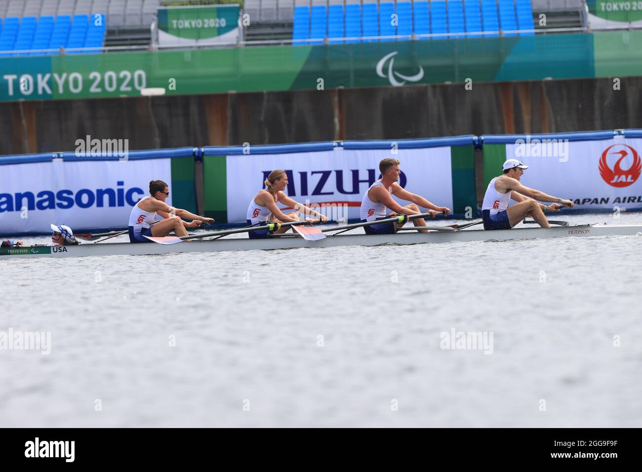 Team USA competes in the Rowing - PR3 Mixed Coxed Four - PR3Mix4 Final ...