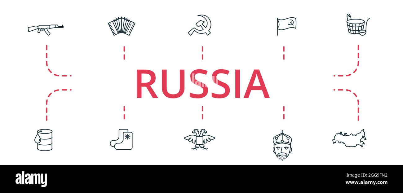 Russia icon set. Contains editable icons russia theme such as bear ...