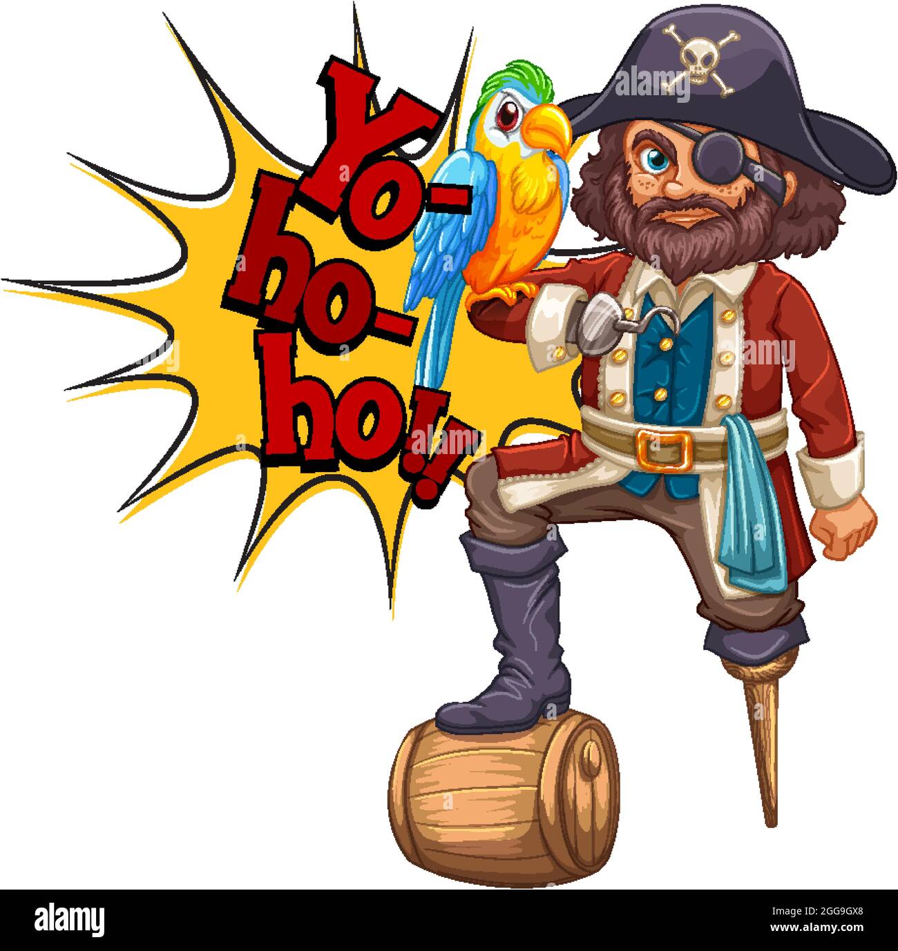 Captain Hook cartoon character with Yo-ho-ho speech illustration Stock ...