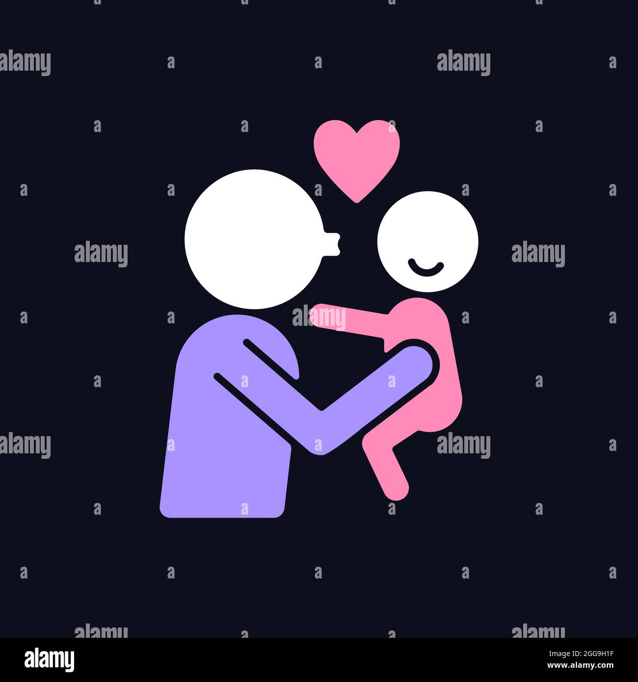 Kissing child on cheek RGB color icon for dark theme Stock Vector Image ...