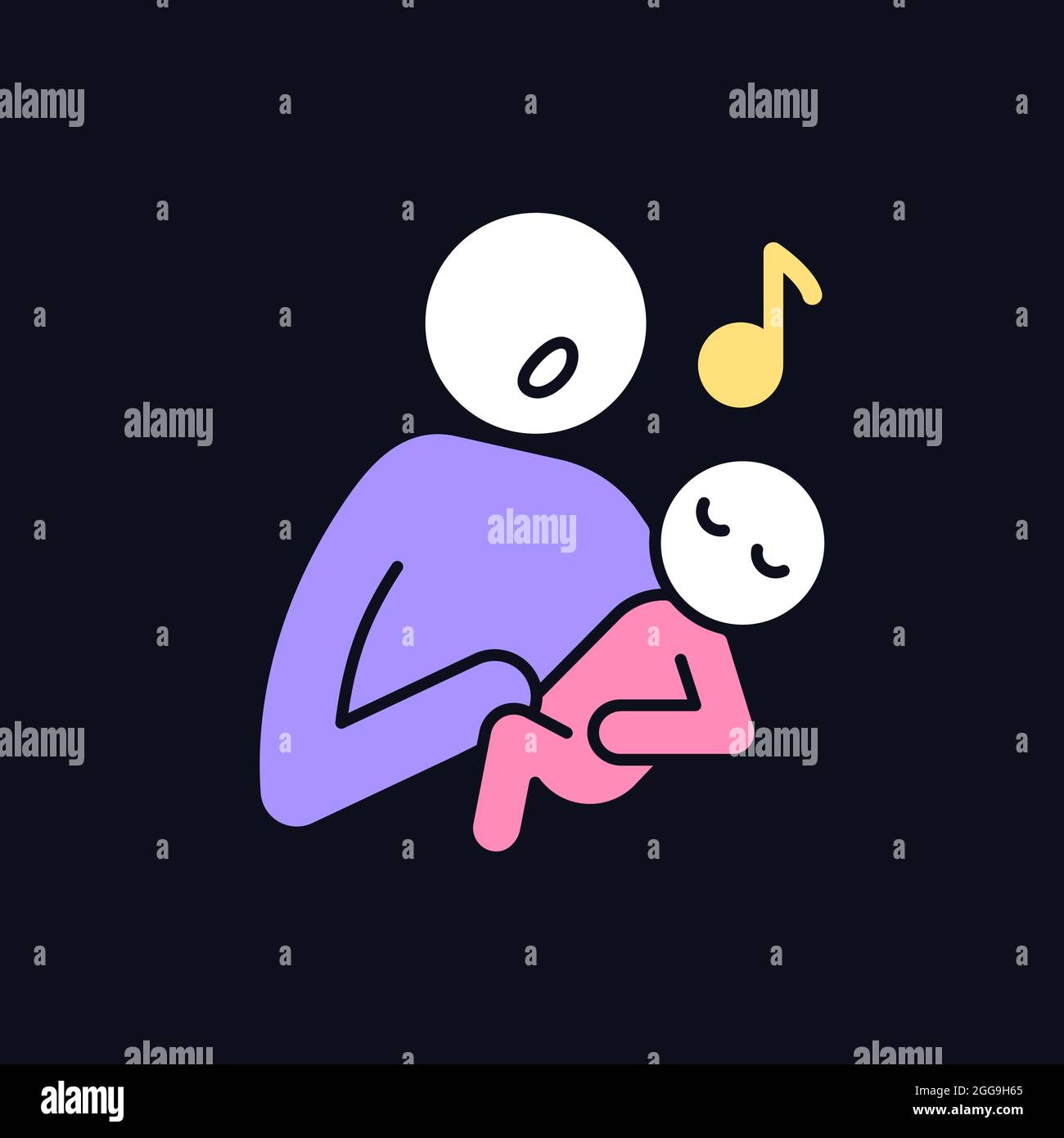 Singing to baby RGB color icon for dark theme Stock Vector Image & Art ...