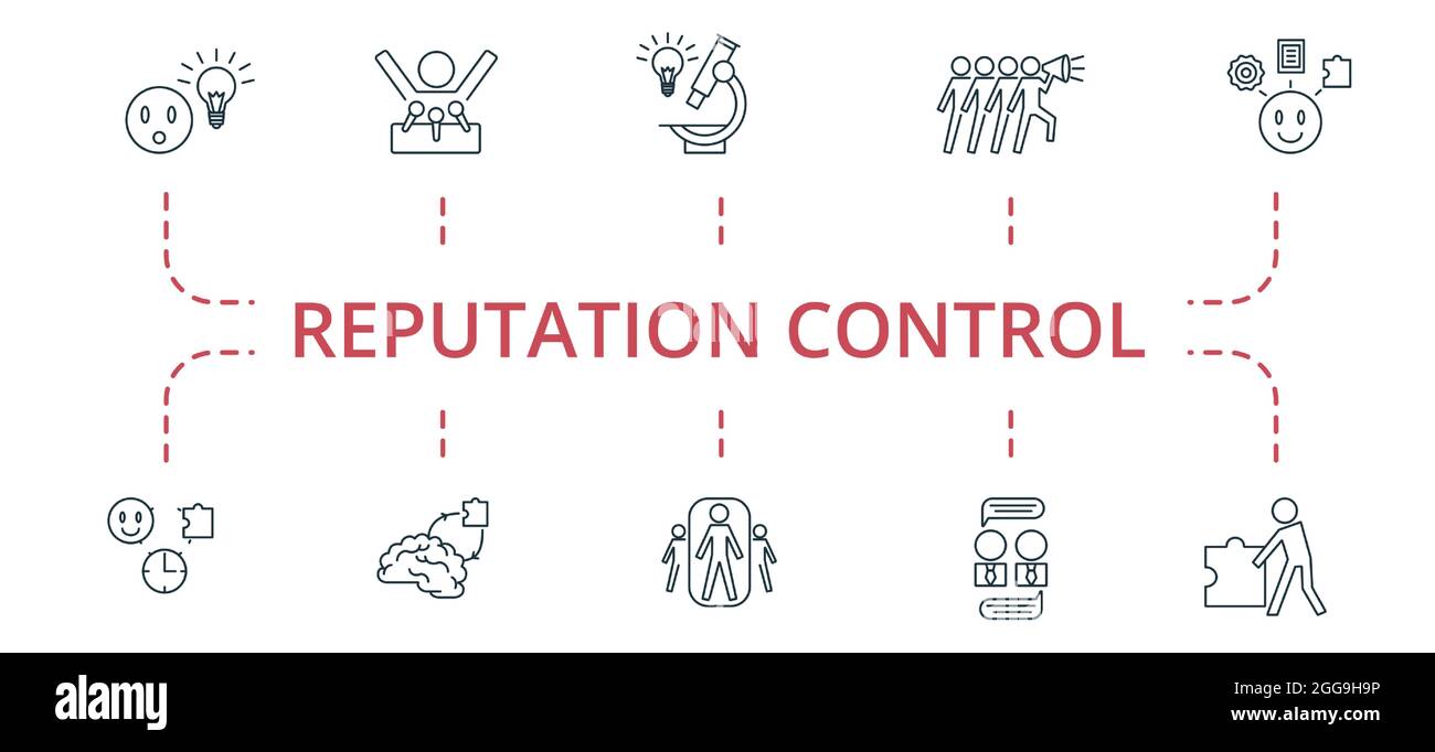 Reputation Control icon set. Contains editable icons theme such as ...