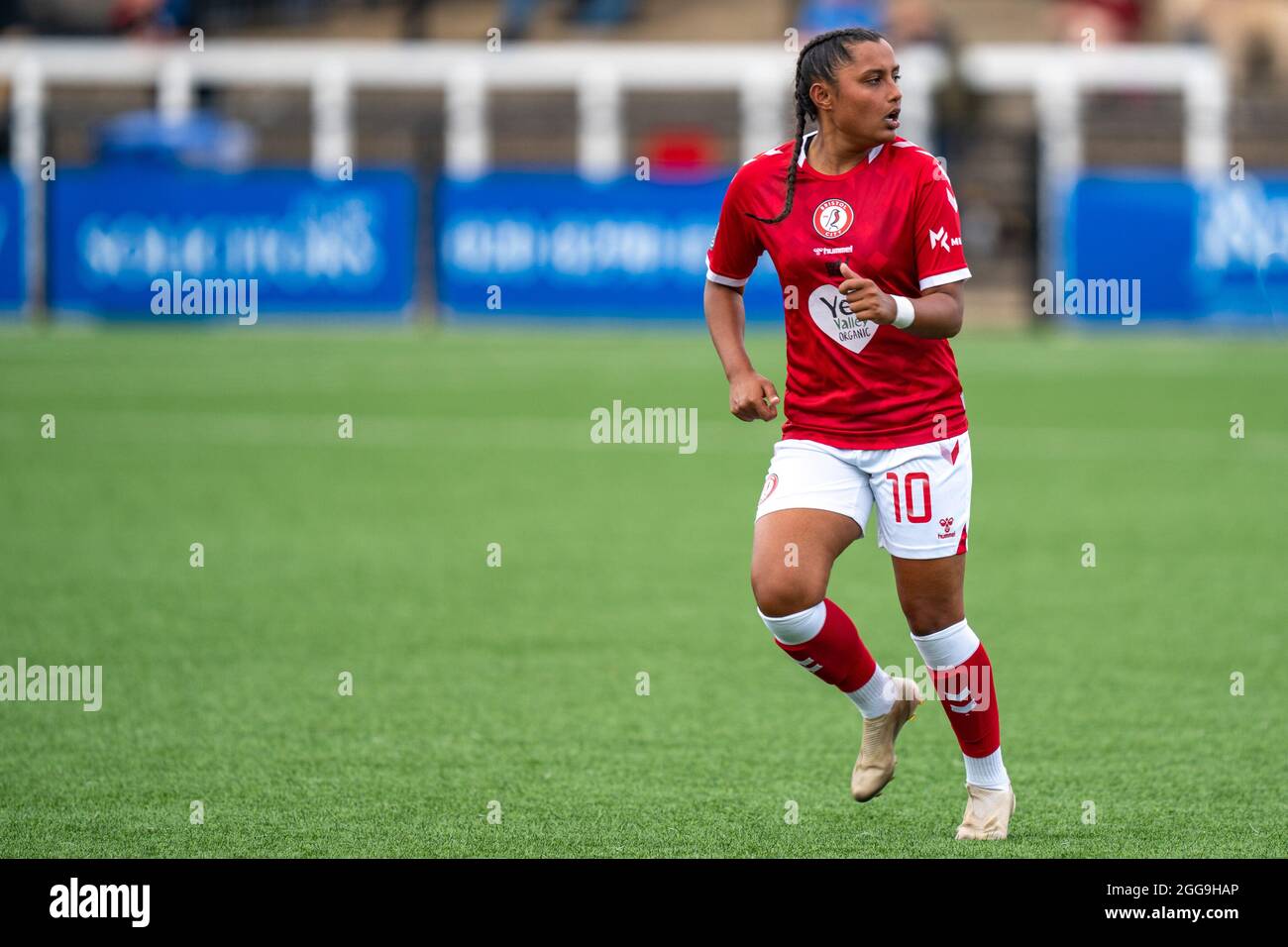 Bromley, UK. 29th Aug, 2021. Simran Jhamat (10 Bristol City) during the ...