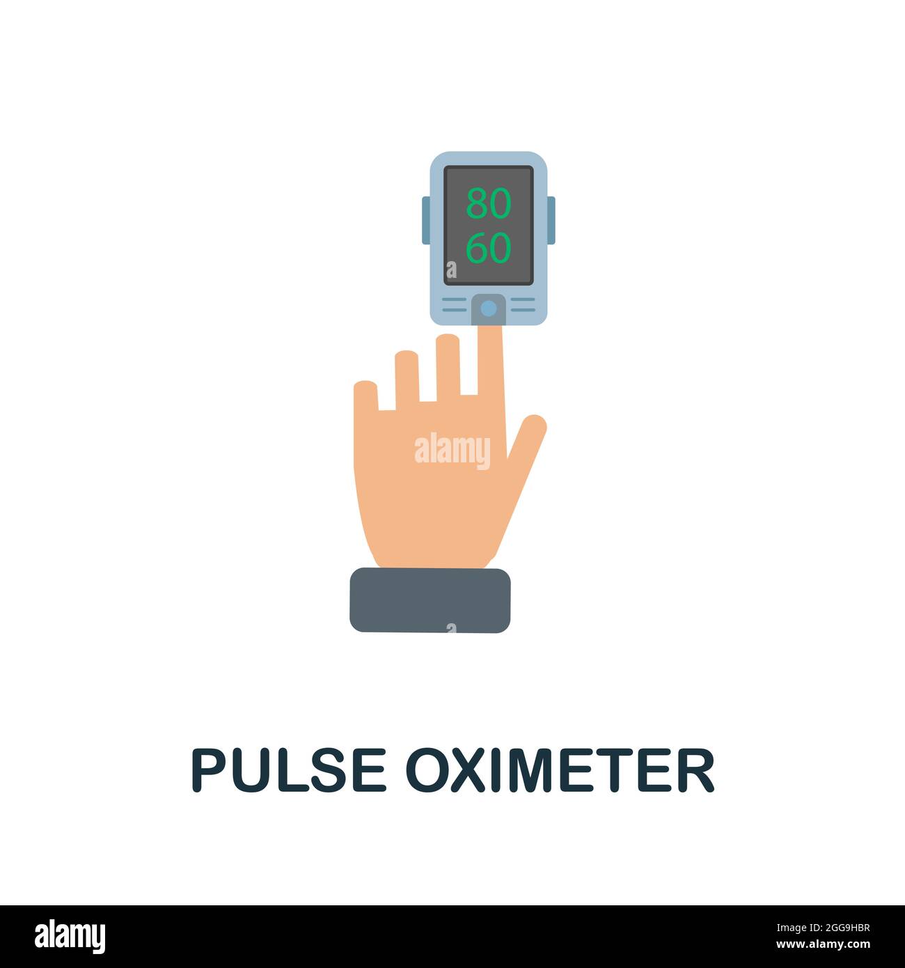 Pulse Oximeter flat icon. Colored sign from oxygen collection. Creative ...