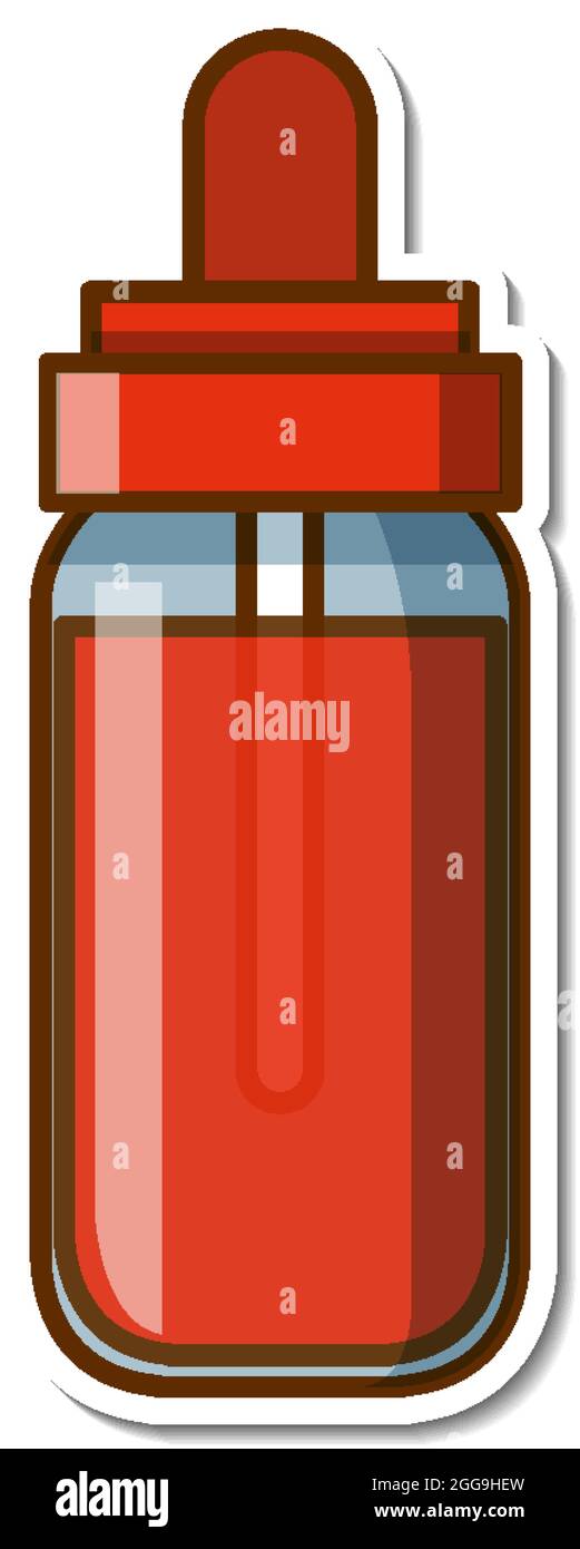 Sticker red ink bottle on white background illustration Stock Vector ...