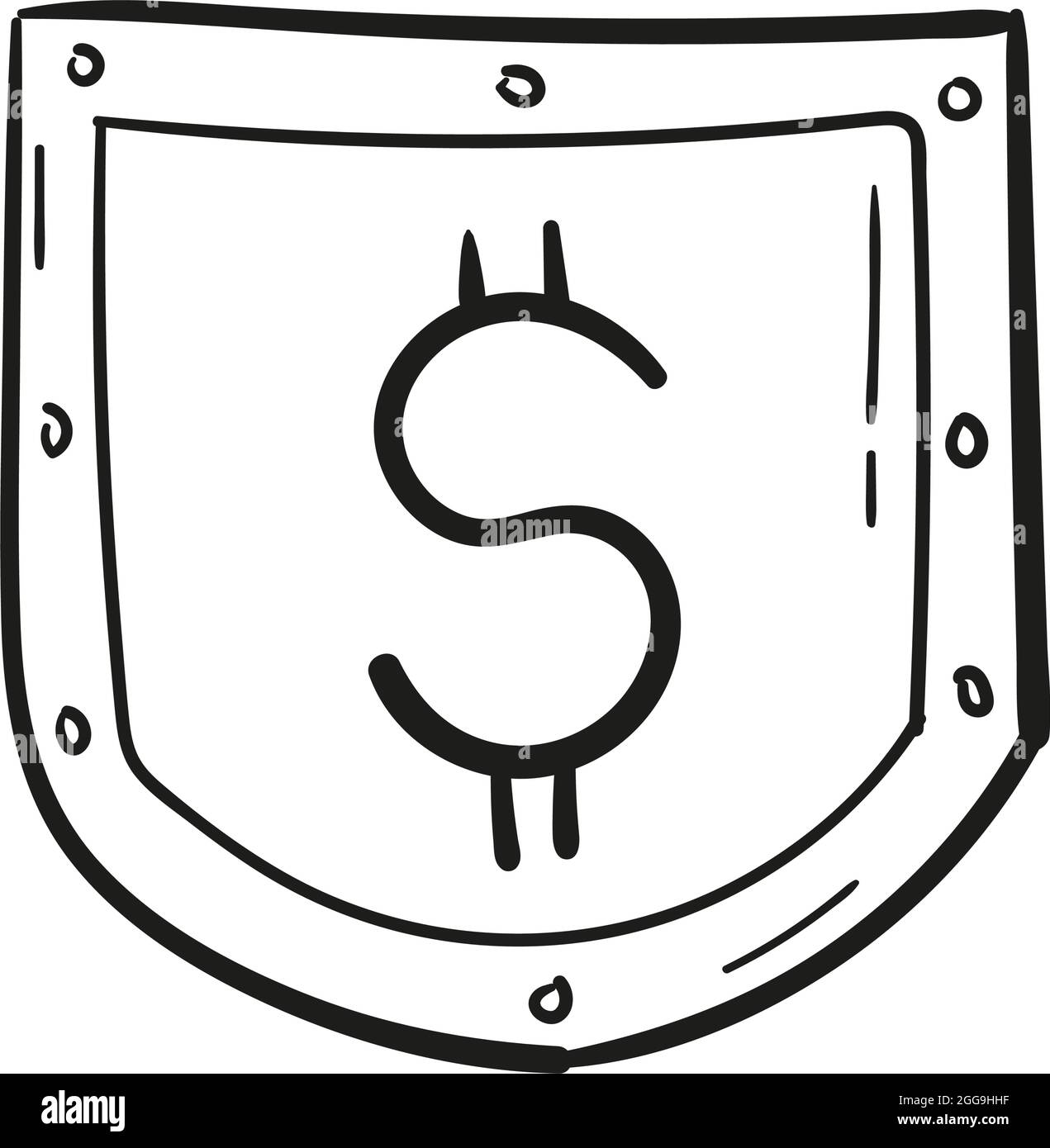 hand drawn financial protection icon in doodle style isolated Stock ...