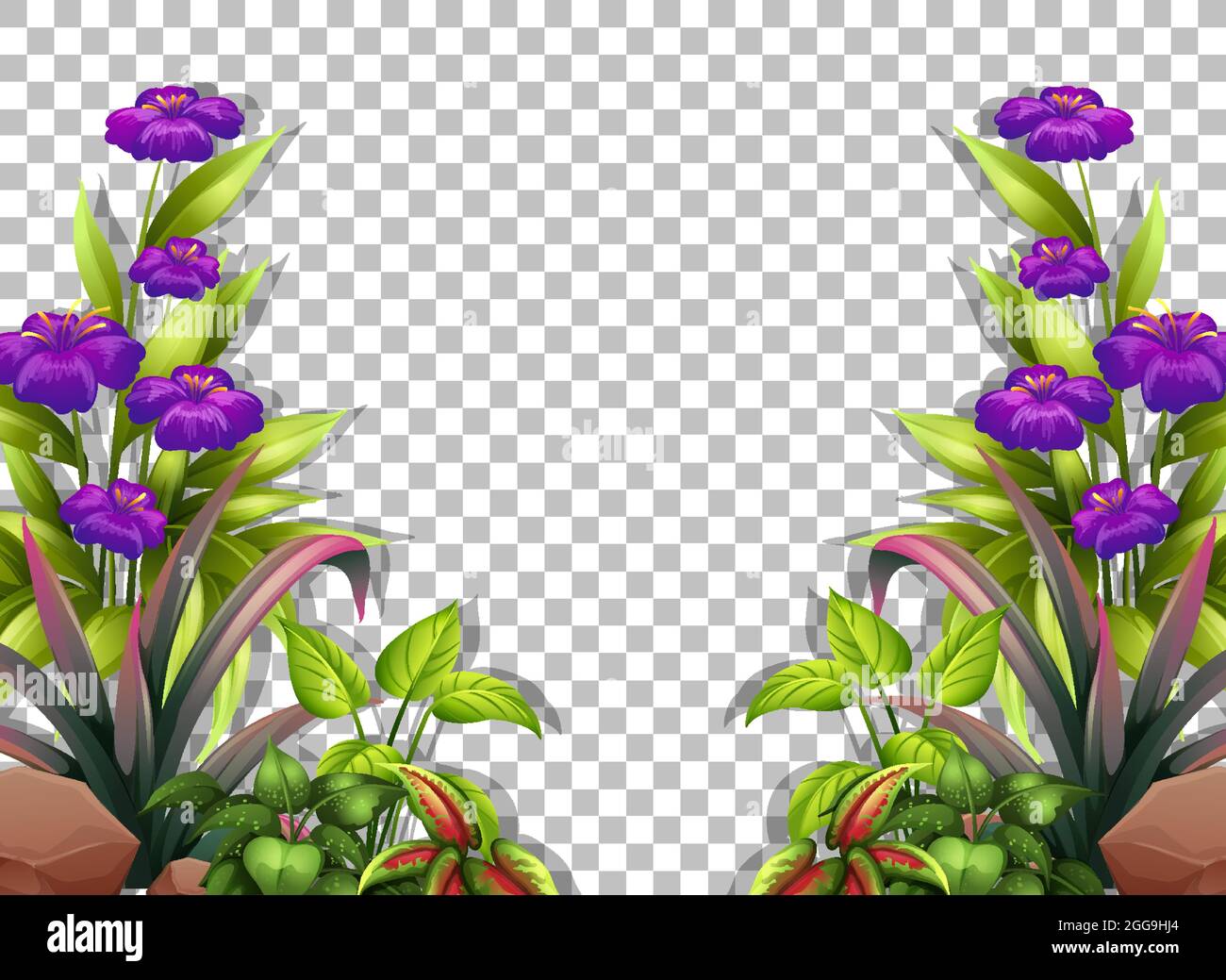 Purple flower frame template on transparent background illustration ...