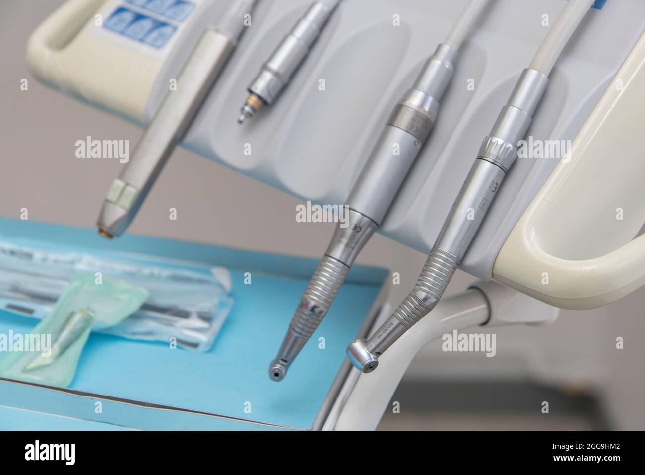 Close up detail of dentist work tools, no people are visible Stock ...
