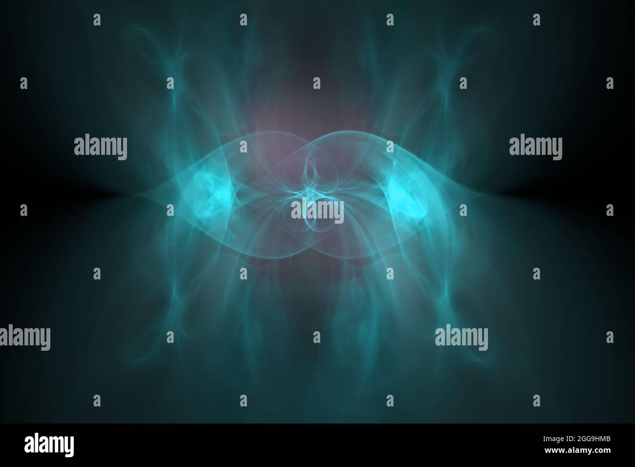 Illustration of two intersecting drop-shaped figures with green effects ...