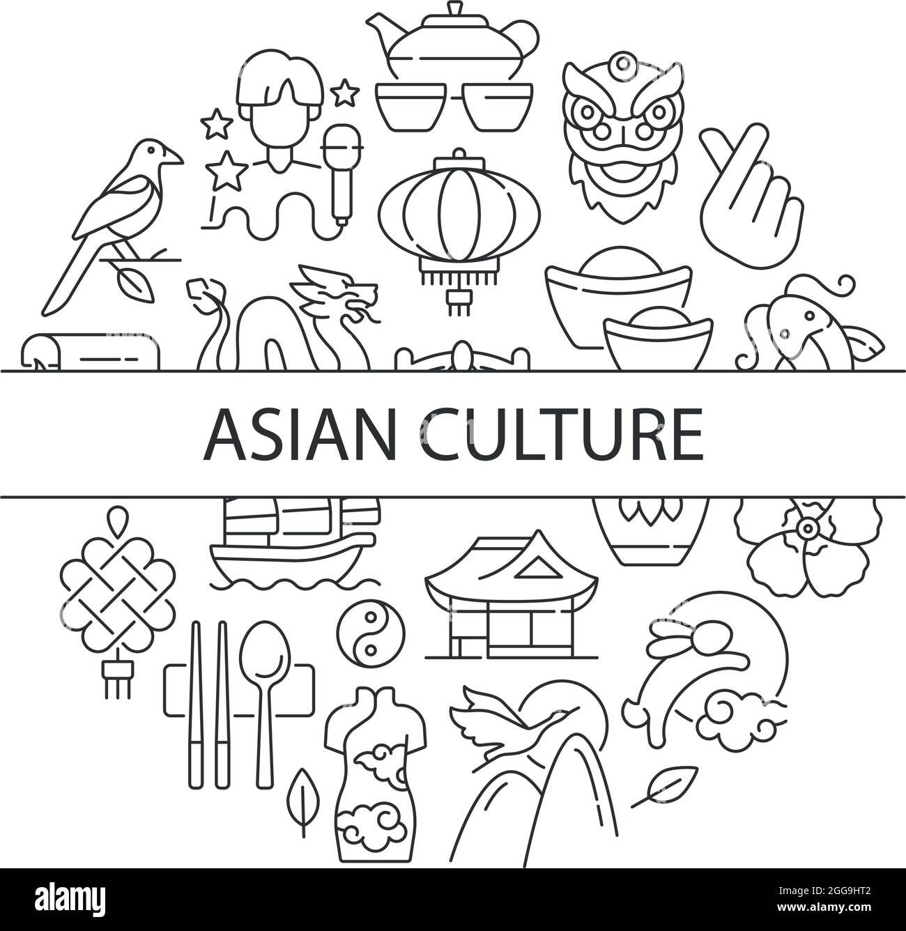 Asian culture abstract linear concept layout with headline Stock Vector ...
