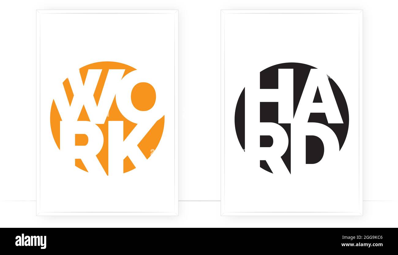 Work hard, vector. Motivational inspirational life quotes. Minimalist ...