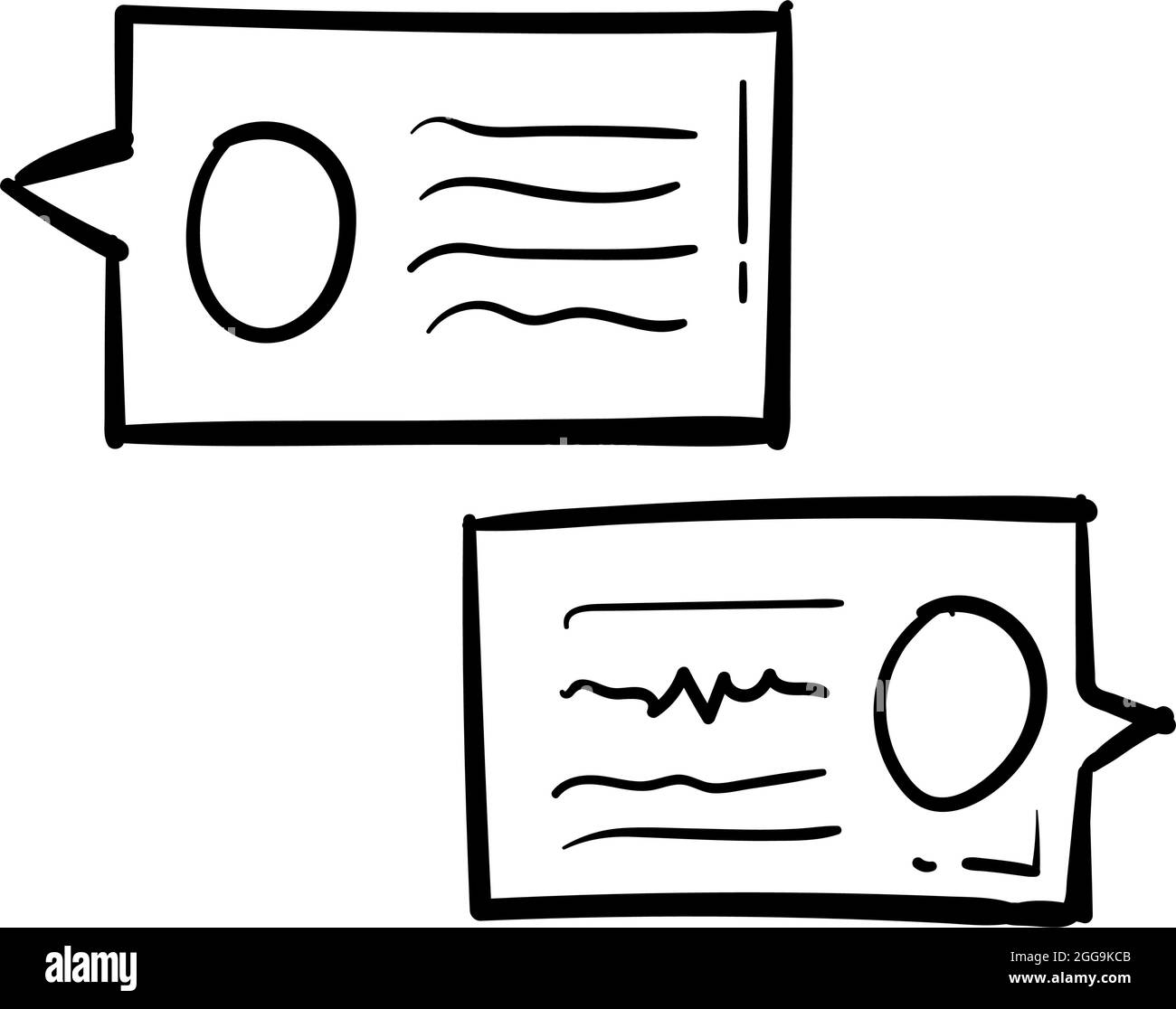 hand drawn chat communication icon in doodle style isolated Stock ...