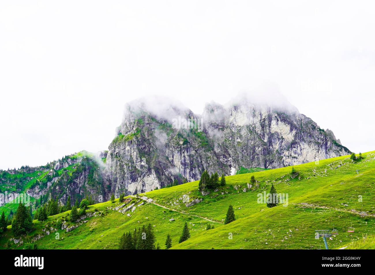 View of the panorama landscape from the Breitenberg near Pfronten ...