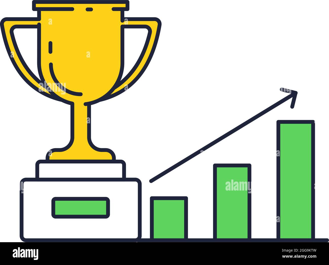 Trophy cup and graph chart stair step up icon Stock Vector Image & Art ...