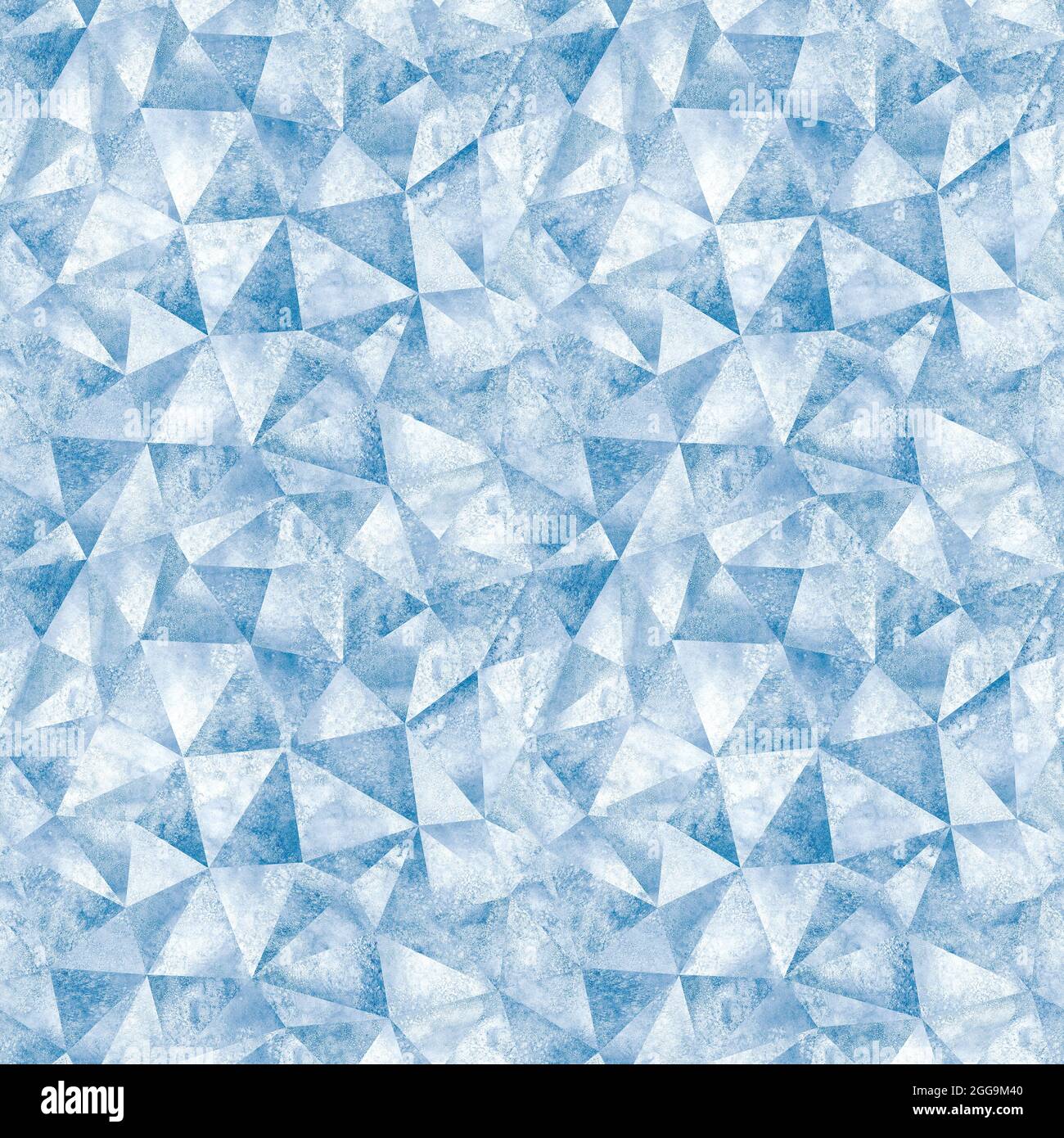 Abstract geometric triangles seamless pattern. Watercolor indigo blue ...