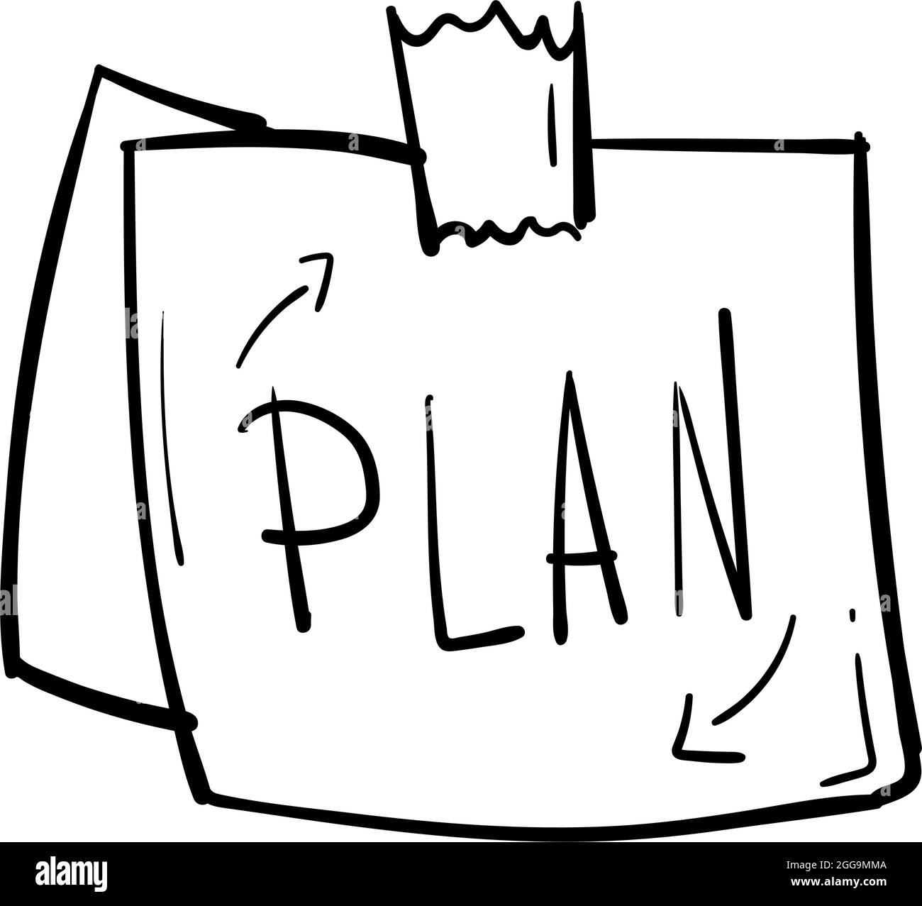 hand drawn sticker with the word plan icon in doodle style isolated ...