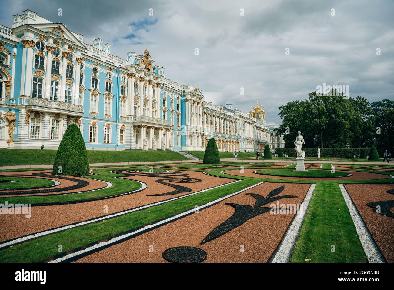Pushkin, Russia - August, 2021 Catherine Palace is a Rococo palace ...
