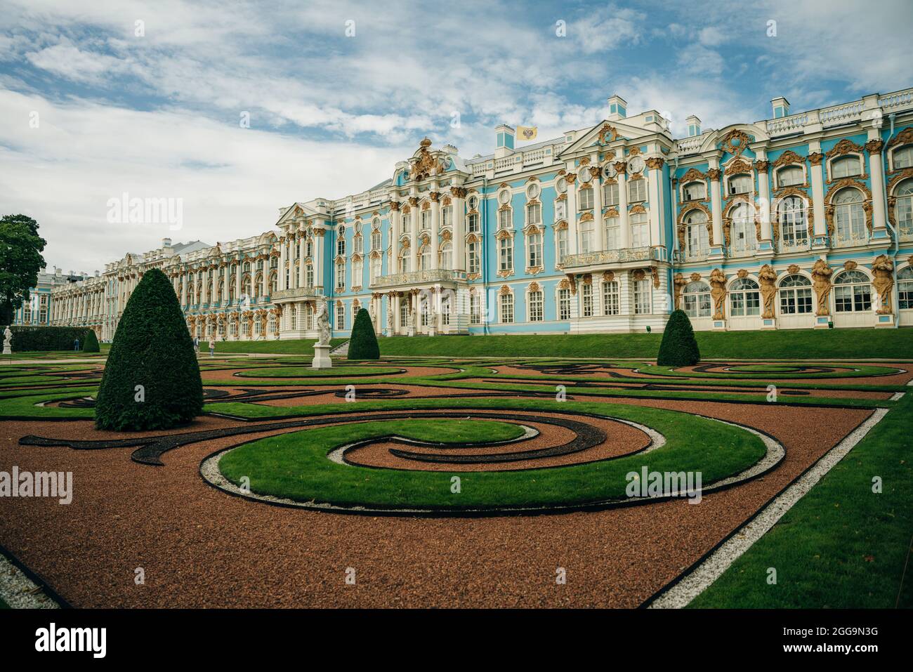 Pushkin, Russia - August, 2021 Catherine Palace is a Rococo palace ...