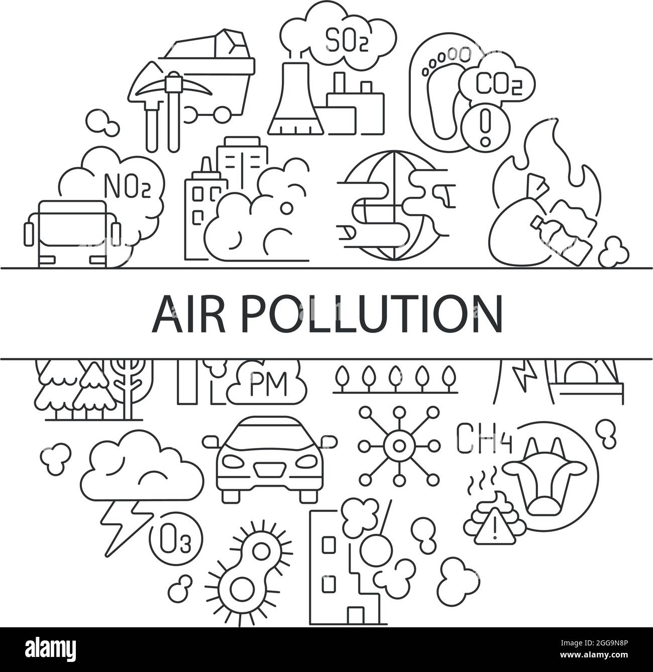 Urban pollution abstract linear concept layout with headline Stock ...