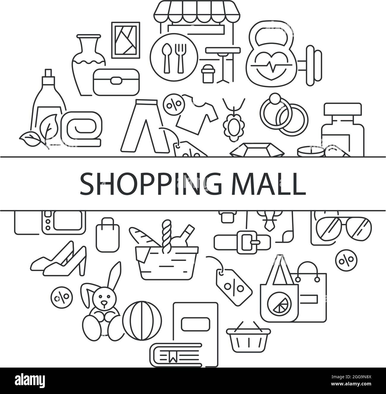 Shopping goods abstract linear concept layout with headline Stock ...