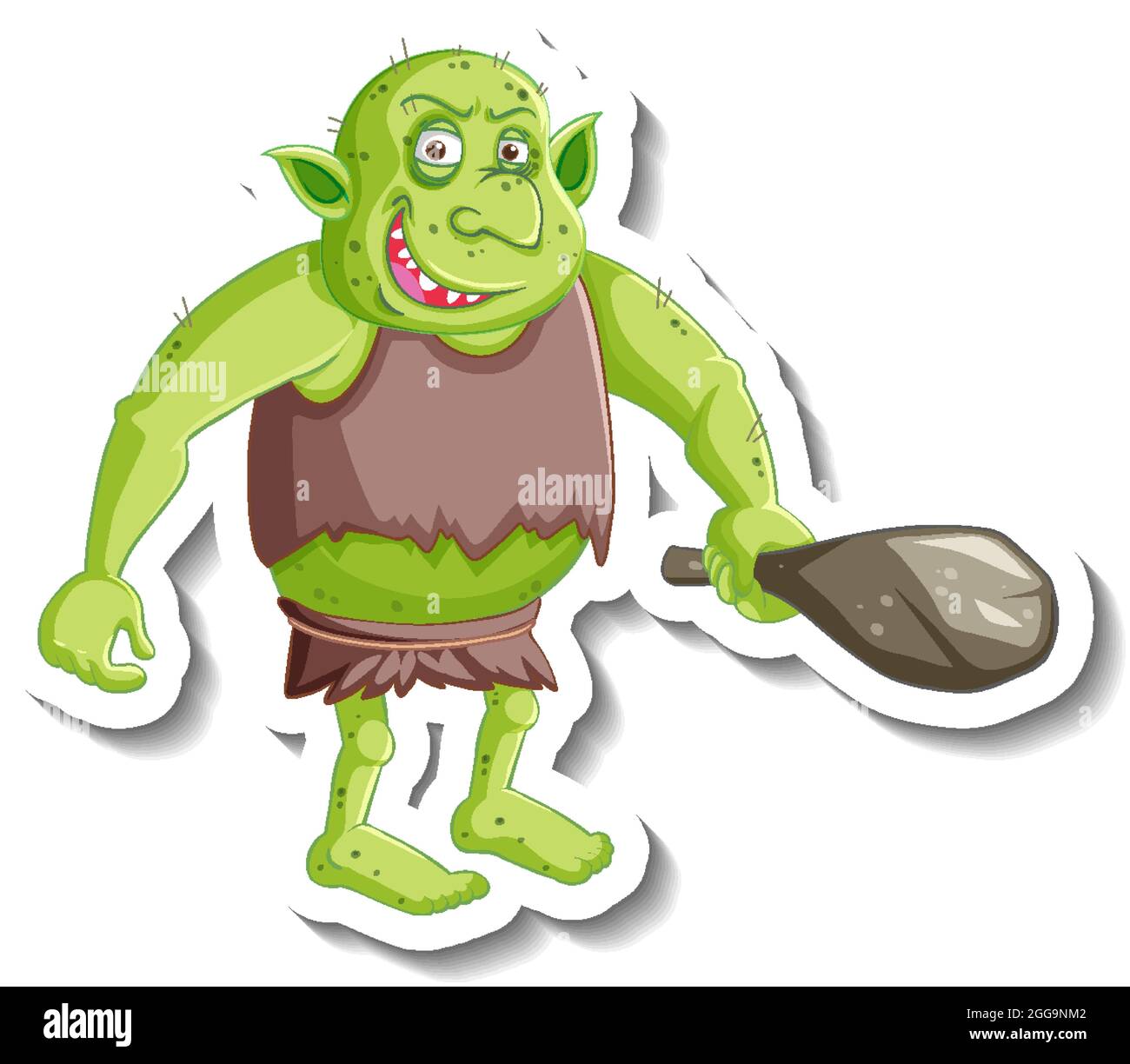 Green goblin or troll cartoon character sticker illustration Stock ...