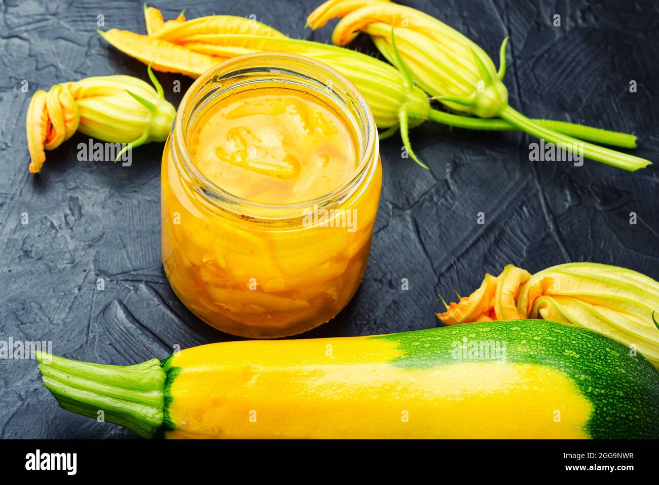 Sweet dessert of fresh zucchini jam. Delicious vegetable chutney Stock ...