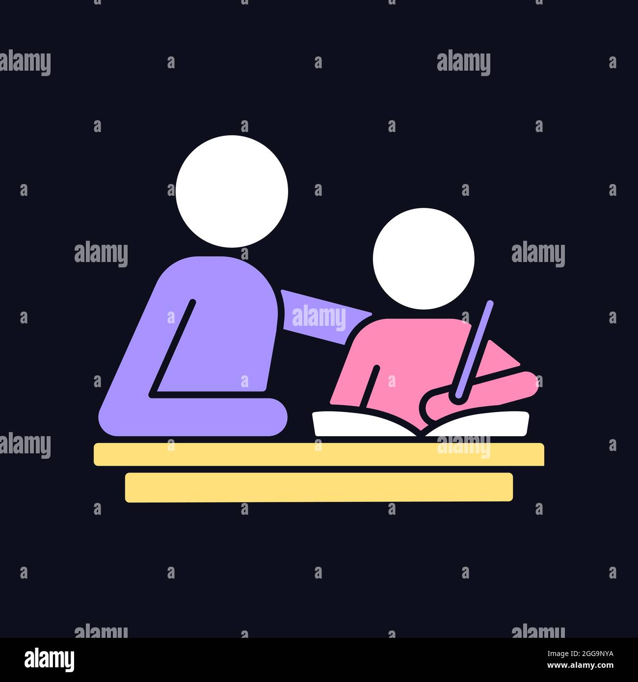 Helping with homework RGB color icon for dark theme Stock Vector Image ...