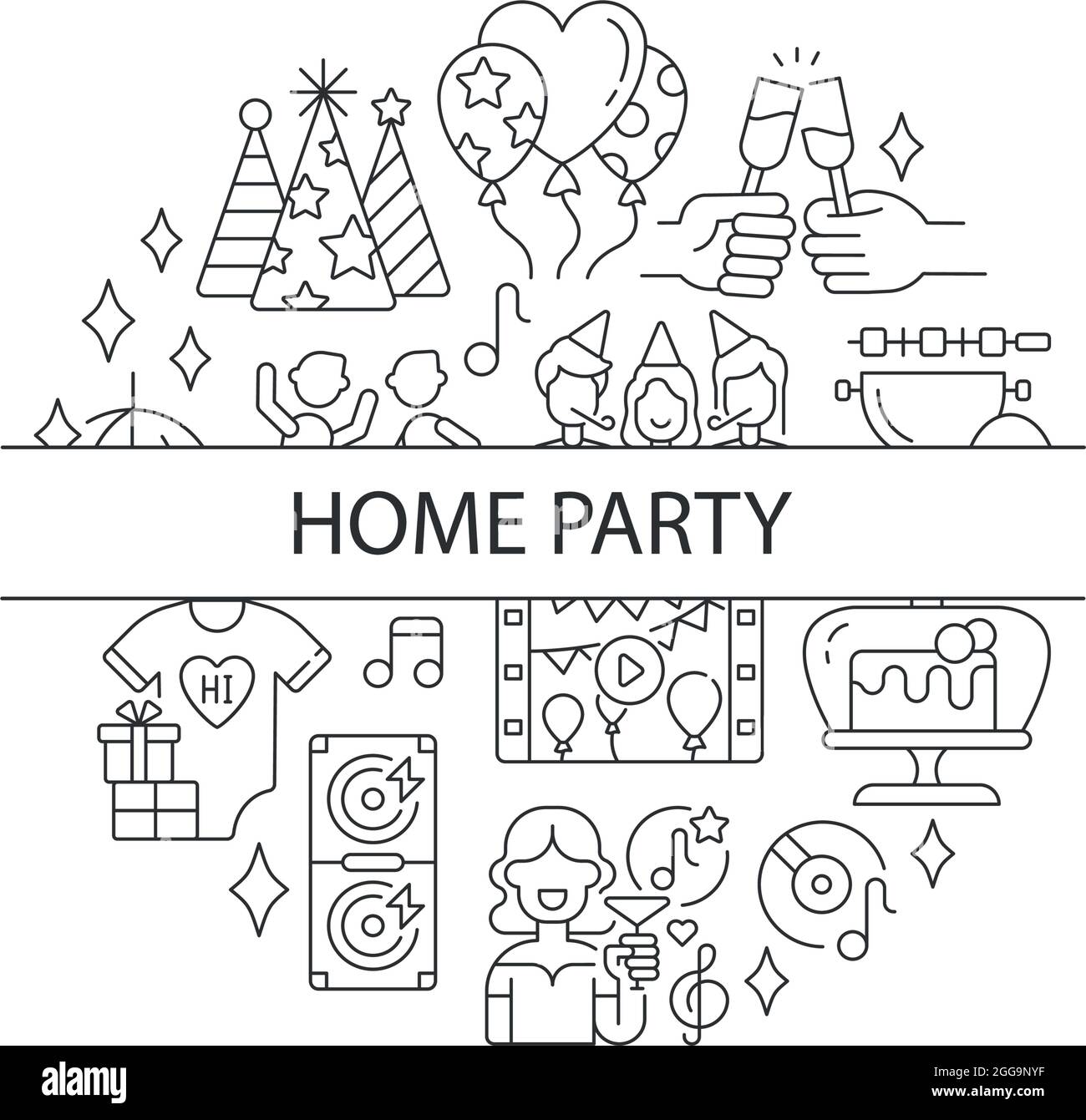 Party abstract linear concept layout with headline Stock Vector Image ...