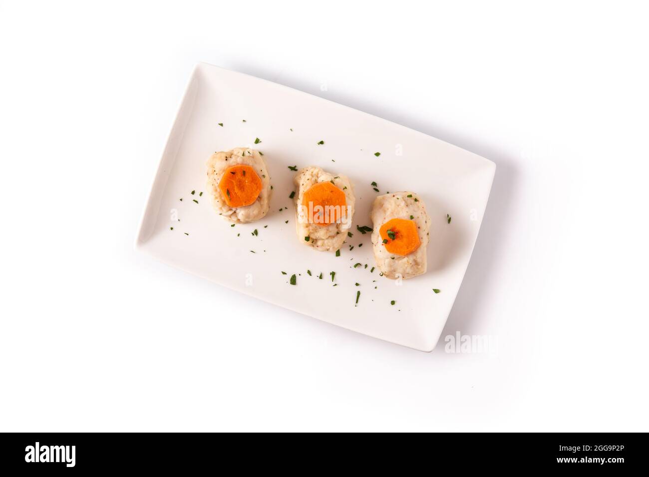 Traditional Jewish gefilte fish isolated on white background Stock ...