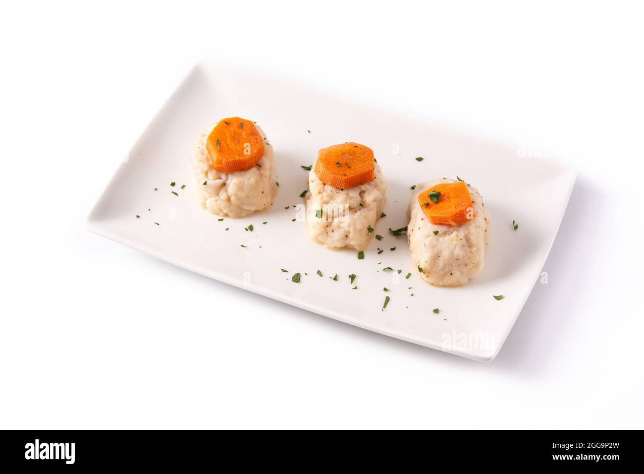 Traditional Jewish gefilte fish isolated on white background Stock ...