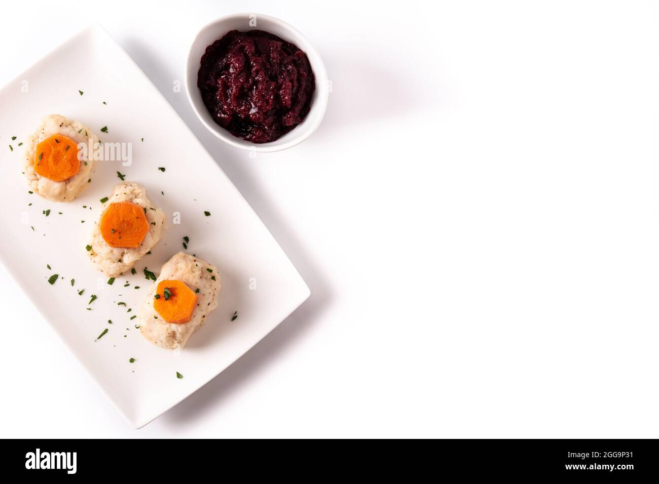 Traditional Jewish gefilte fish isolated on white background Stock ...