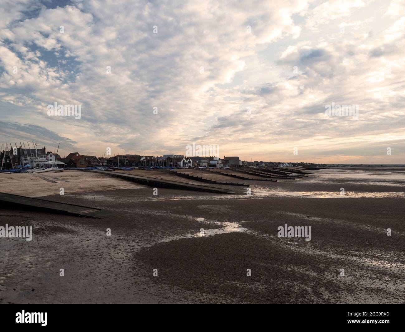 Low tide on Whitstable beach Kent England Stock Photo - Alamy