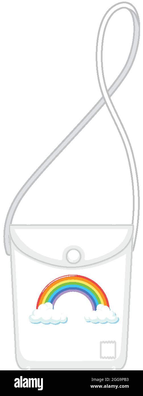 A white crossbody bag with rainbow pattern illustration Stock Vector ...