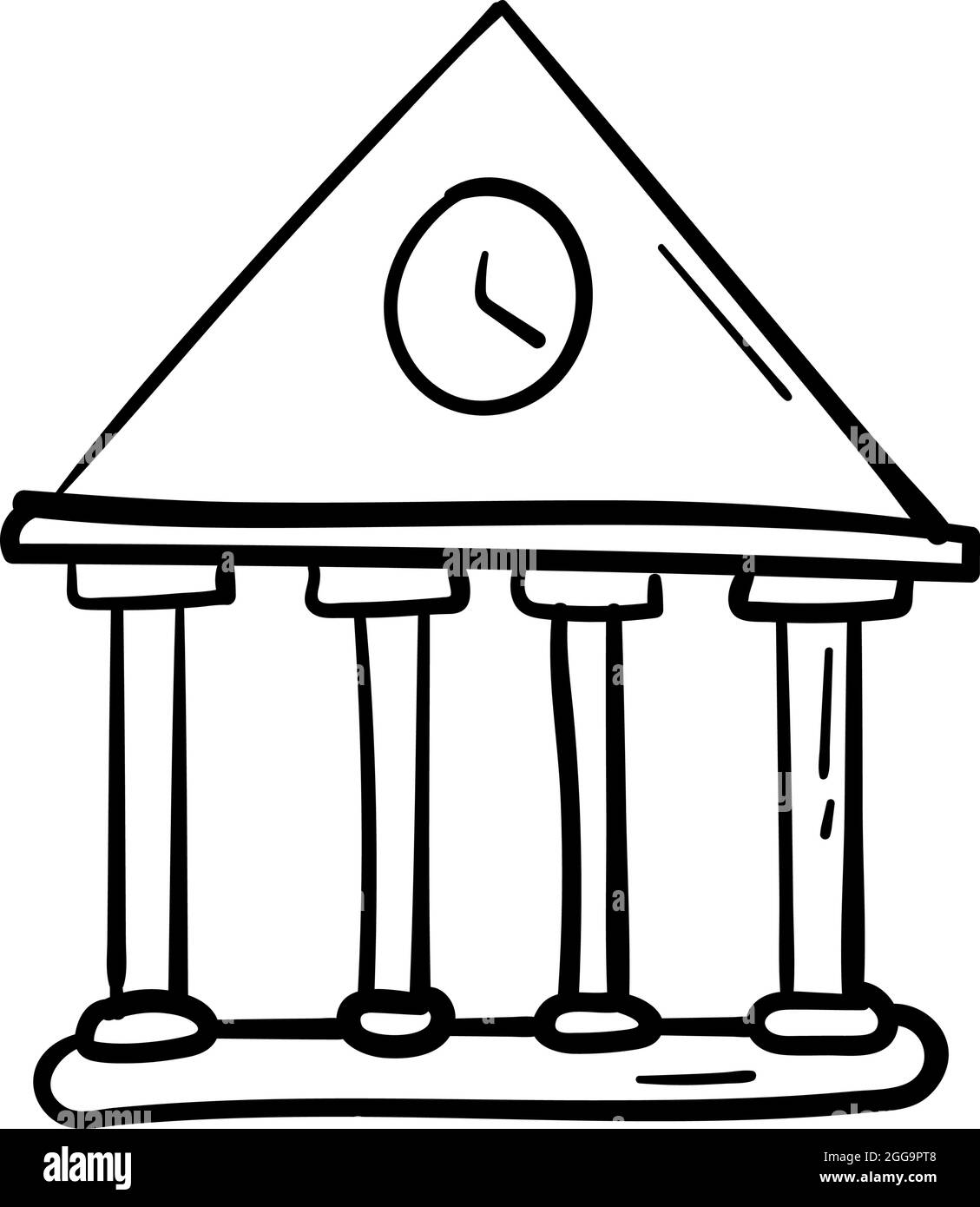 hand drawn bank building icon in doodle style isolated Stock Vector ...