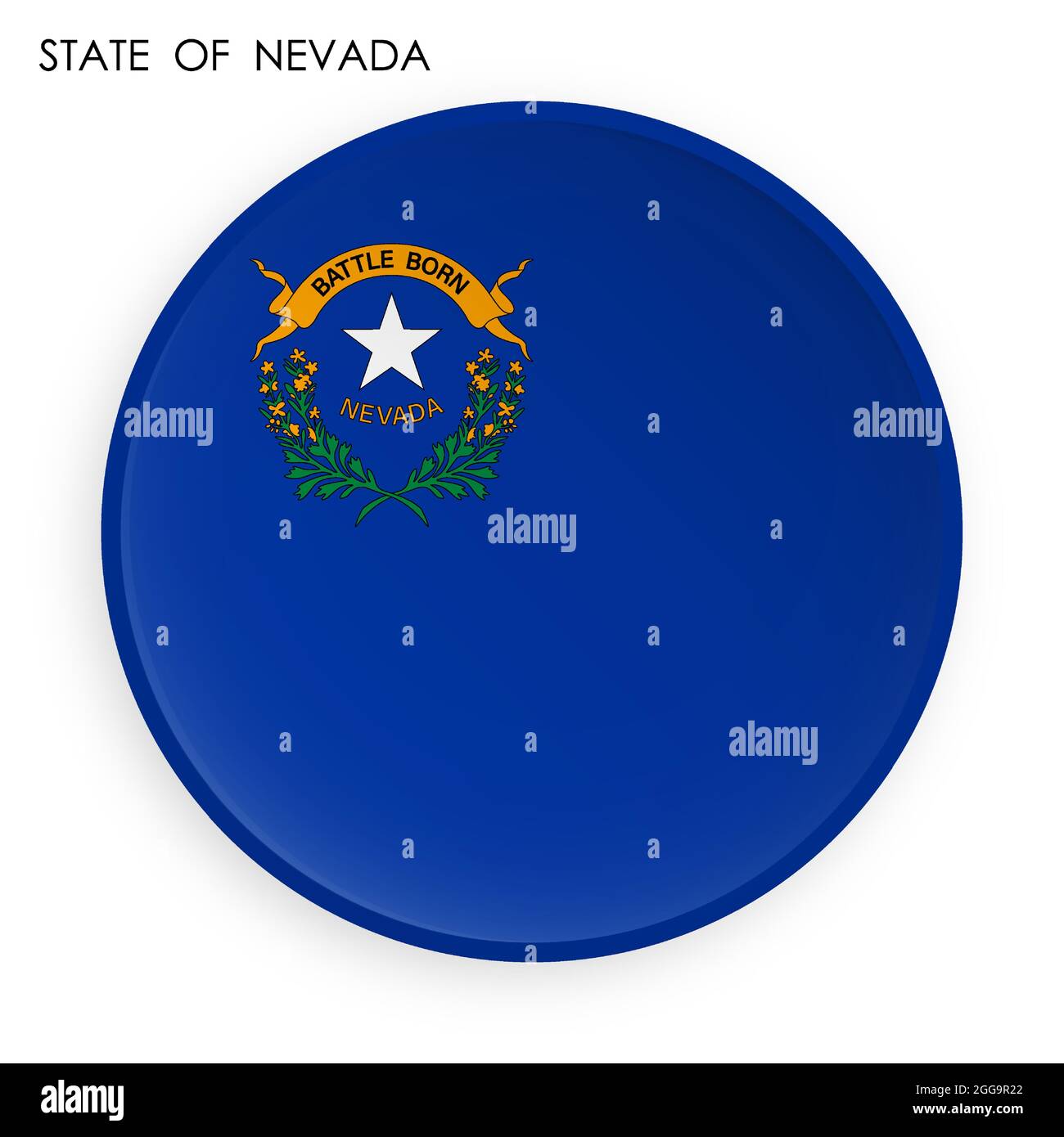 Nevada flag icon in modern neomorphism style. Button for mobile ...