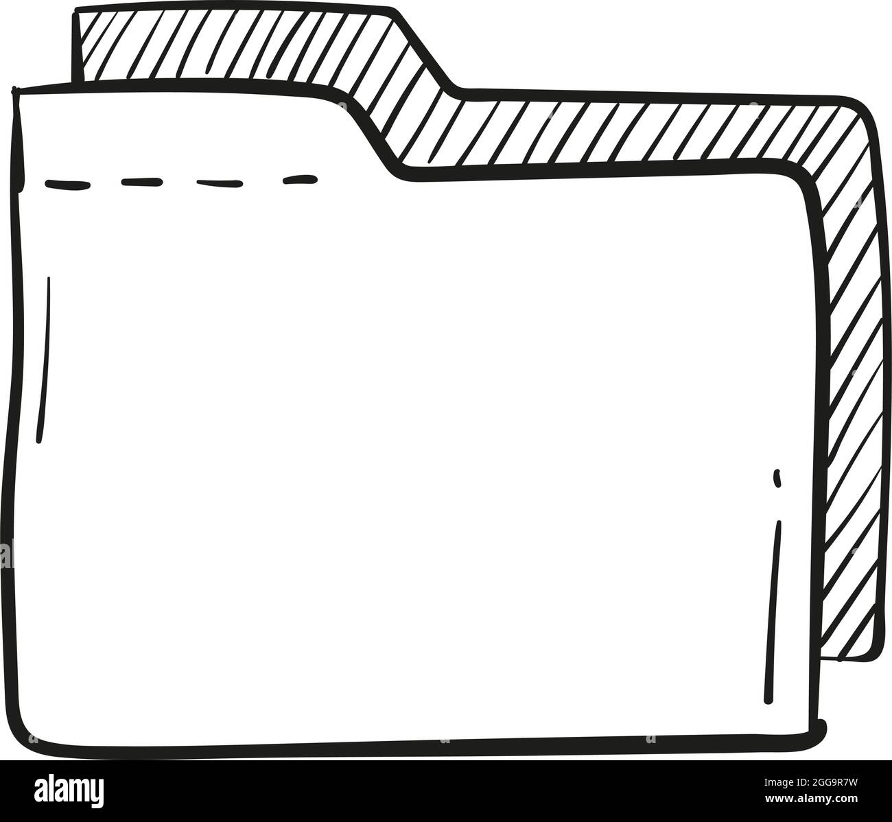 hand drawn folder with documents icon in doodle style isolated Stock ...