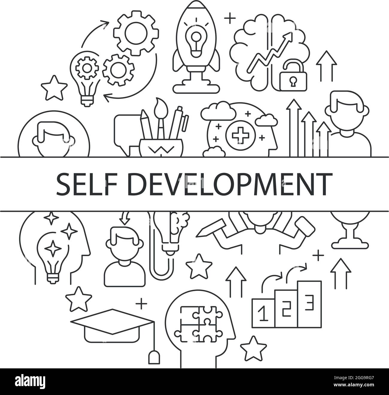Self development linear concept layout with headline Stock Vector Image ...