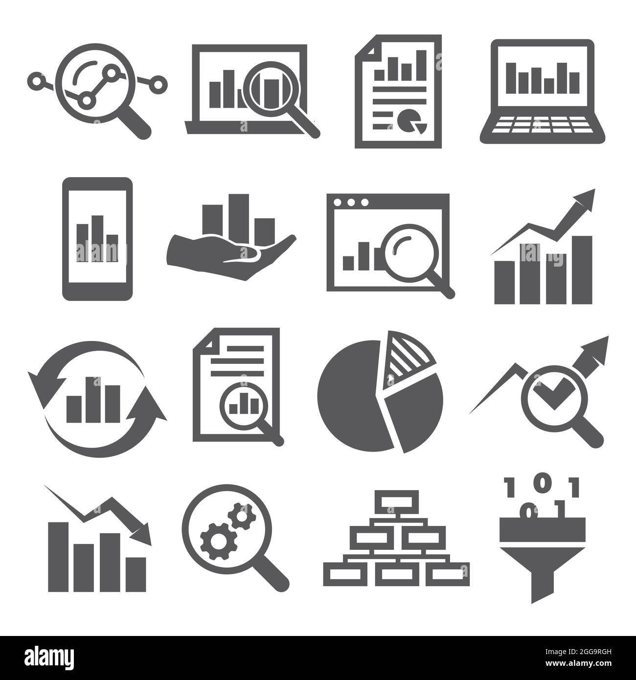 Data analysis icons set on white background Stock Vector Image & Art ...