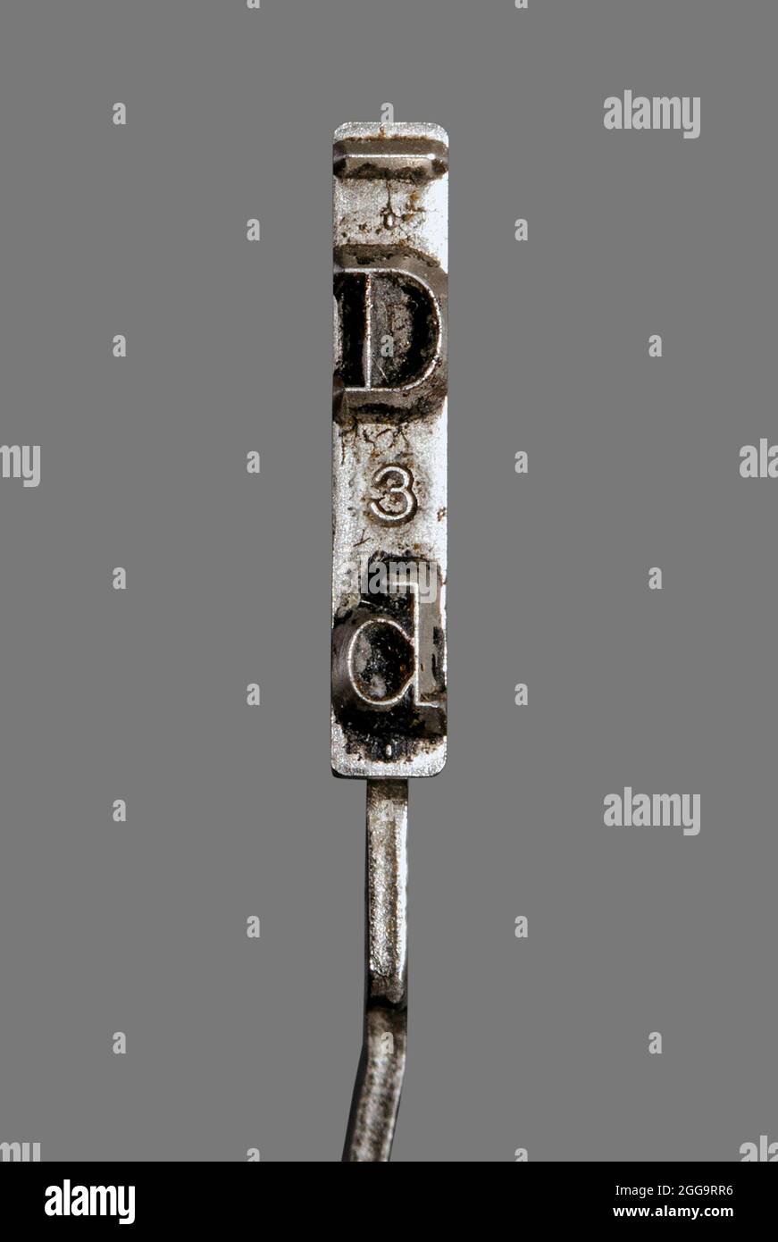 Macro of a old typewriter hammer Letter A Stock Photo - Alamy