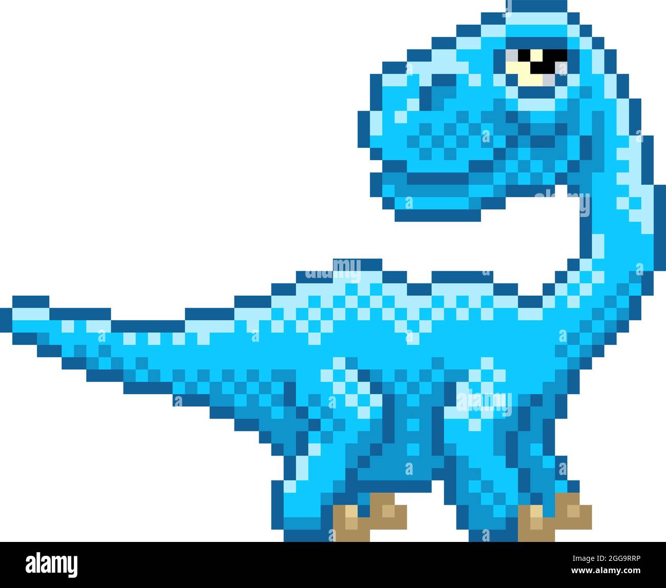 Diplodocus Brontosaurus Pixel Art Dinosaur Cartoon Stock Vector Image ...
