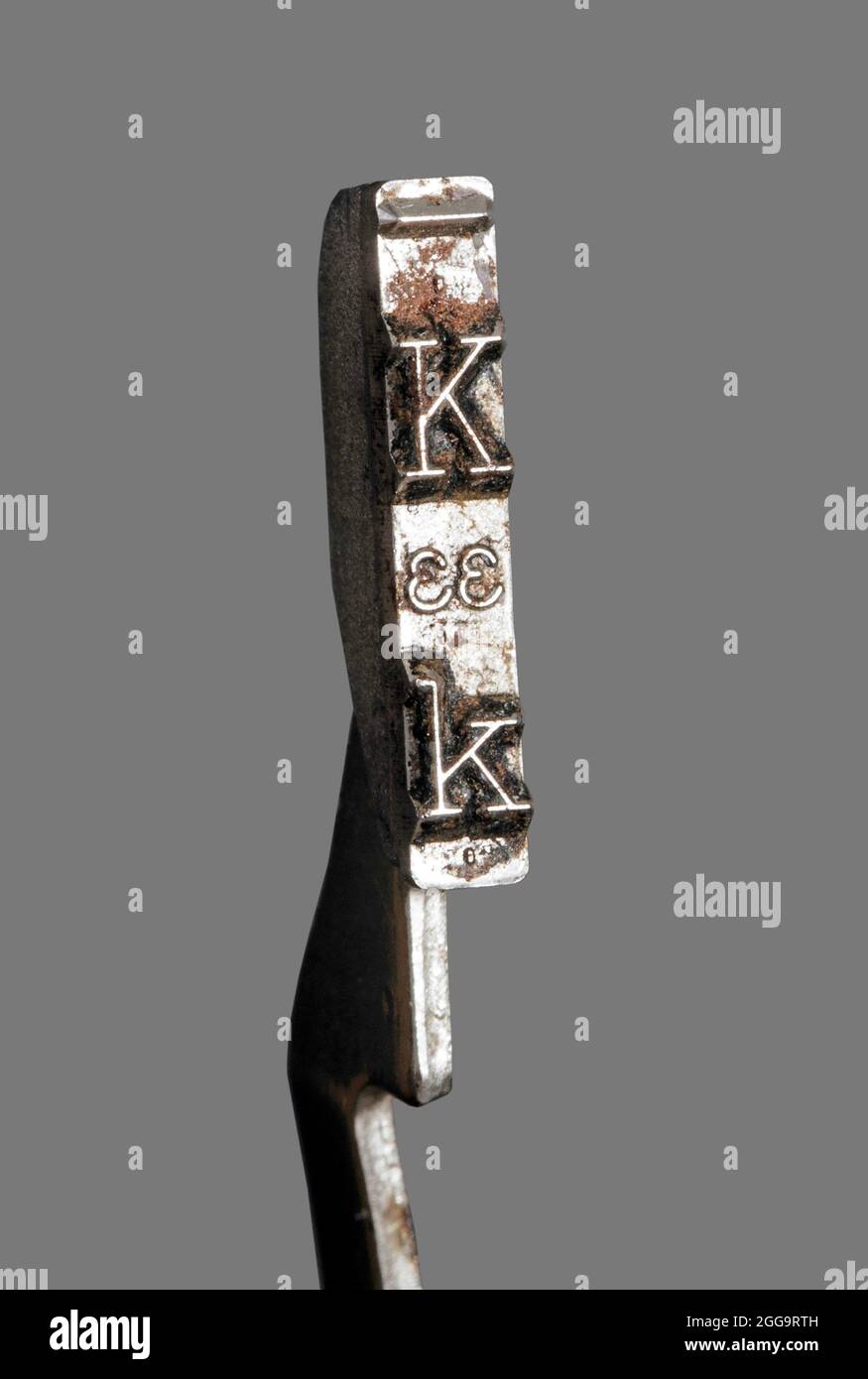 Macro of a old typewriter hammer Letter A Stock Photo - Alamy