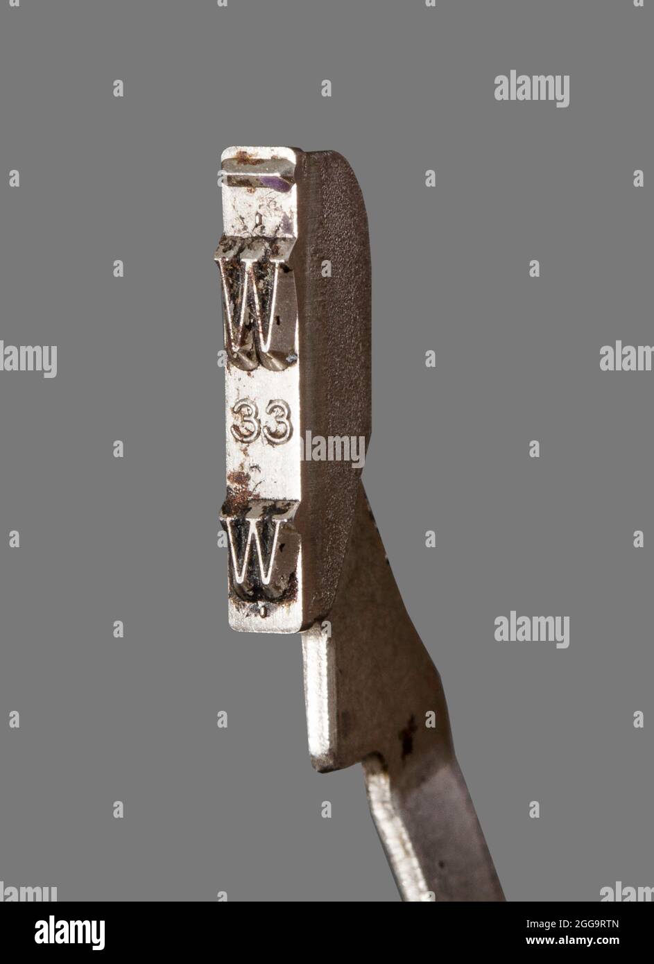 Macro of a old typewriter hammer Letter A Stock Photo - Alamy
