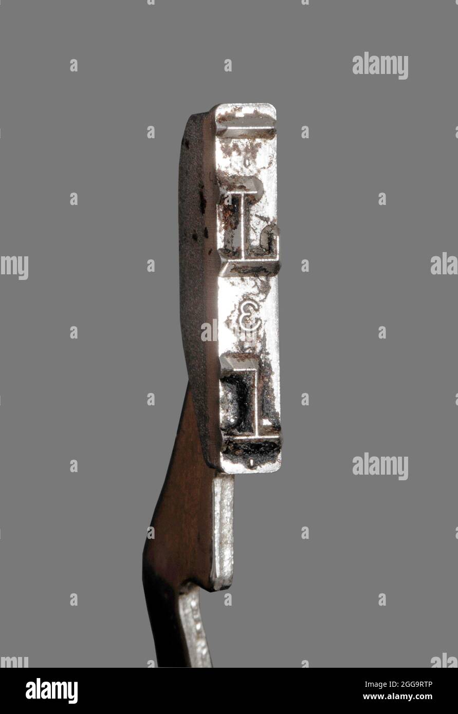 Macro of a old typewriter hammer Letter A Stock Photo - Alamy